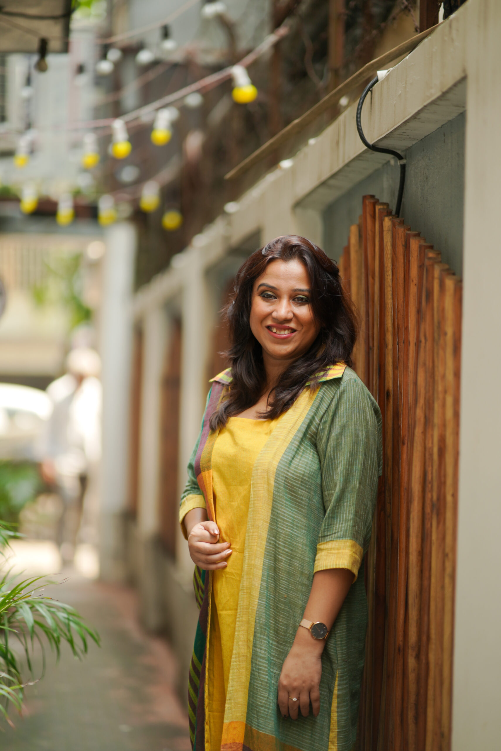 Gamchha Notched Collar Shrug with A line Sleeveless Inner - Shohaag